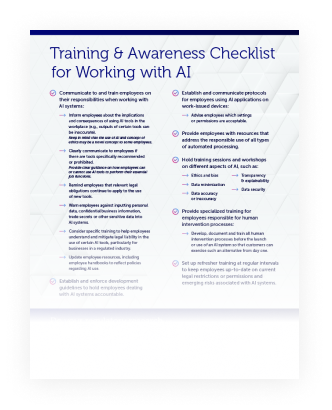 Training & Awareness Checklist for Working with AI | TrustArc